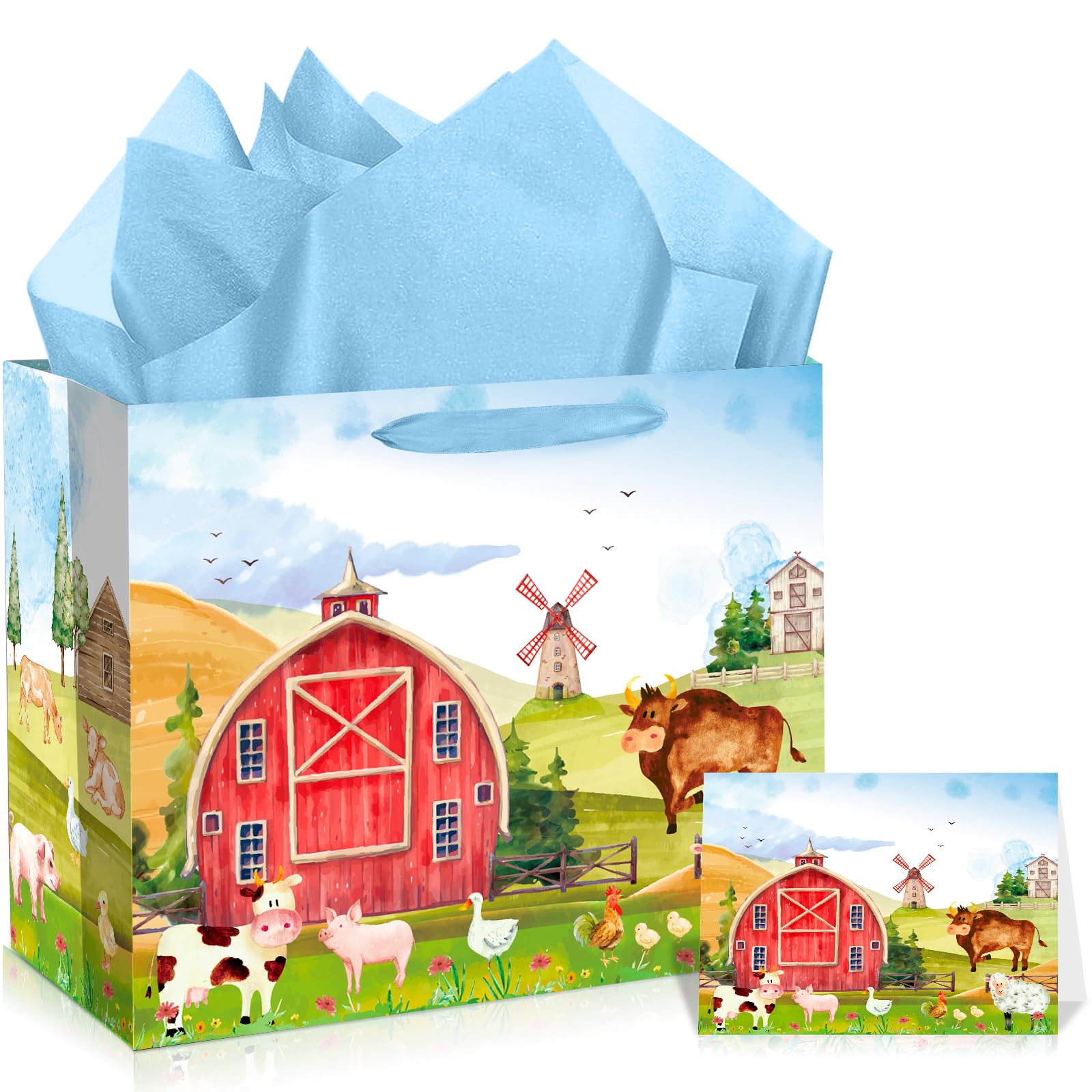 Amazon.com: Farm Animal Gift Bag Large Barnyard Birthday Party Favor ...