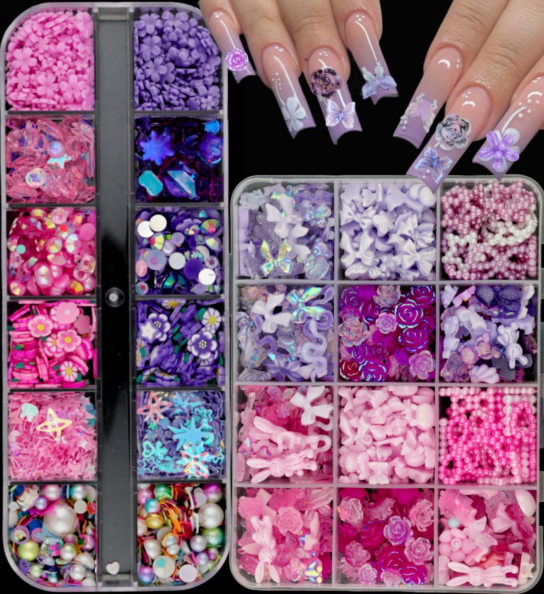 Amazon.com: Umillars 460pcs 3D Resin Nail Art Charms with 950pcs ...