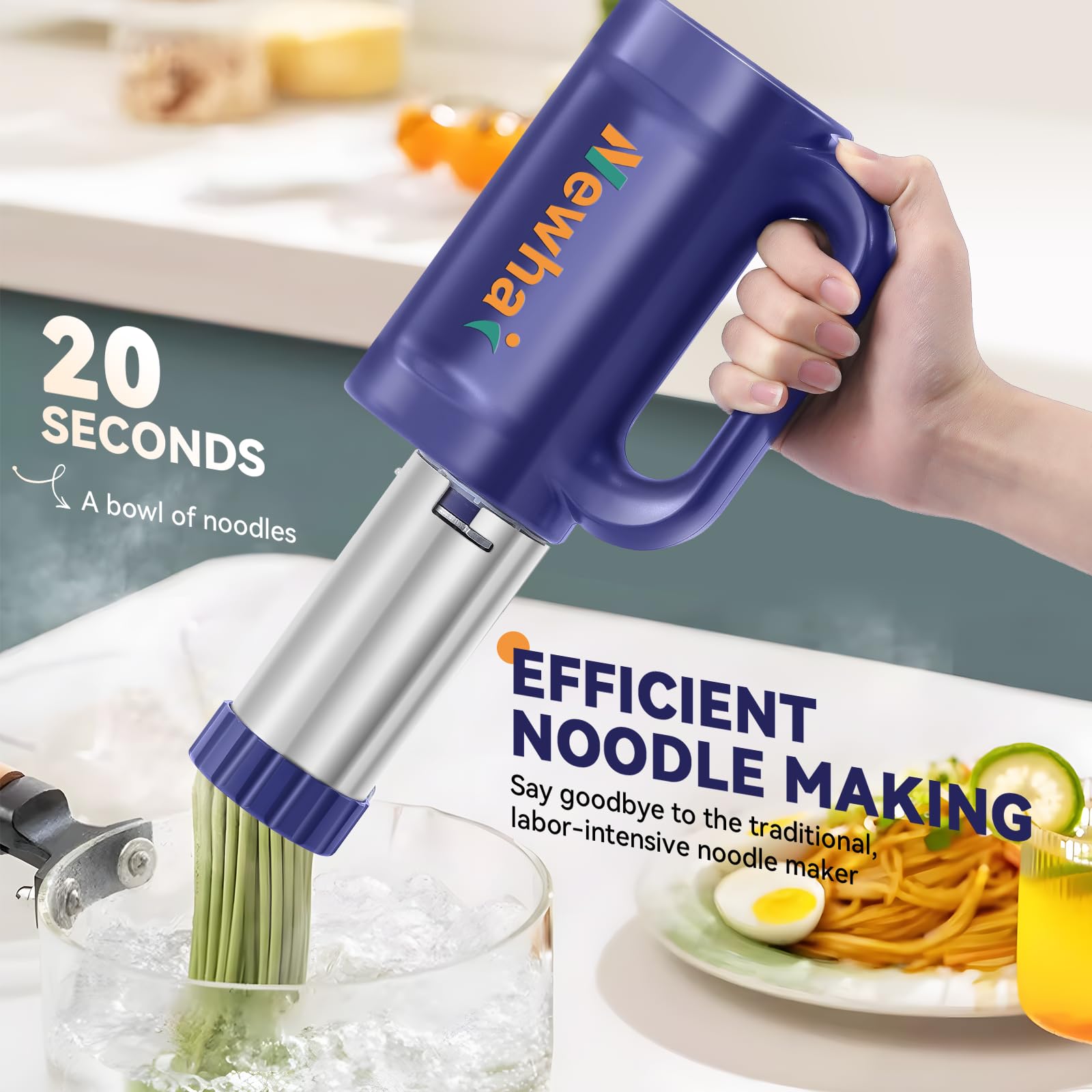 Newhai Handheld Pasta Maker, 5 in 1 Electric Pasta Machine for Ramen ...