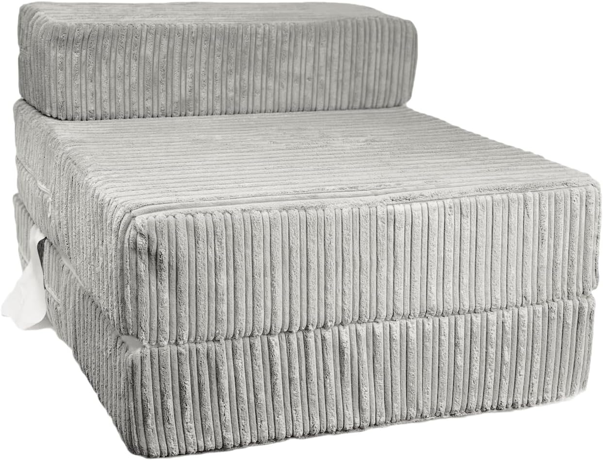 Mink Jumbo Cord Single Chair Bed Sofa Z Bed Seat Foam Fold Out Guest ...