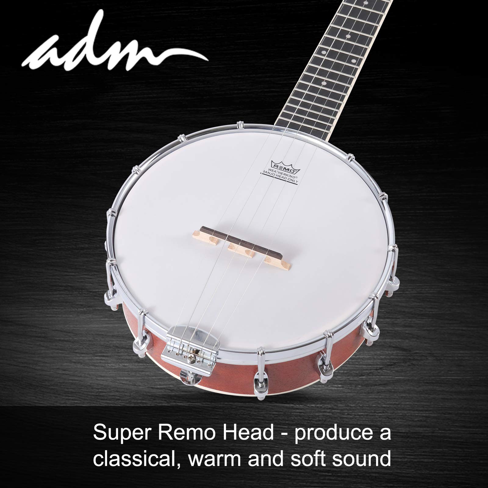ADM 5-String Banjo Mini 13 Bracket with Closed Solid Wood Back and ...