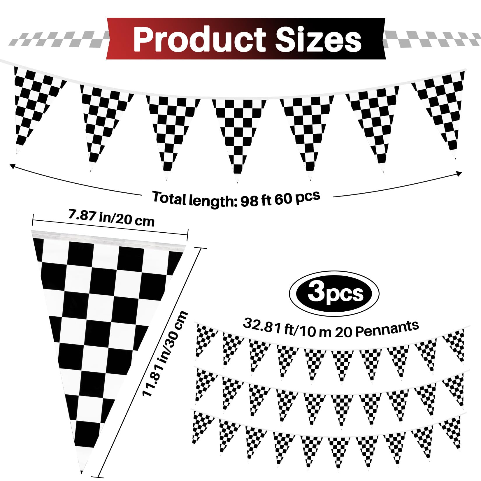 Snapklik.com : 98 Feet Black And White Checkered Flag Banner ...