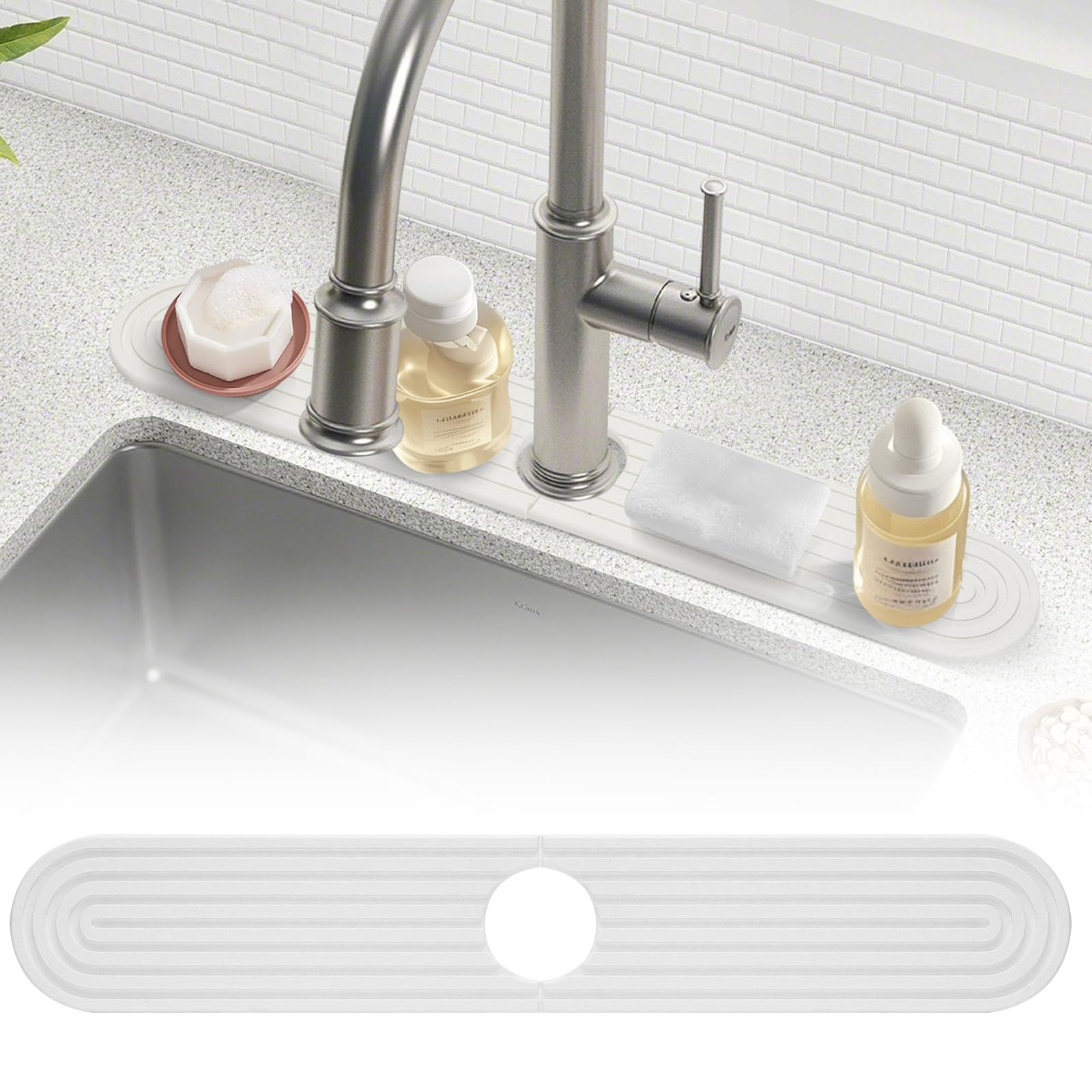 Beekfect 23.6" Stone Kitchen Sink Splash Guard, Instant Dry ...