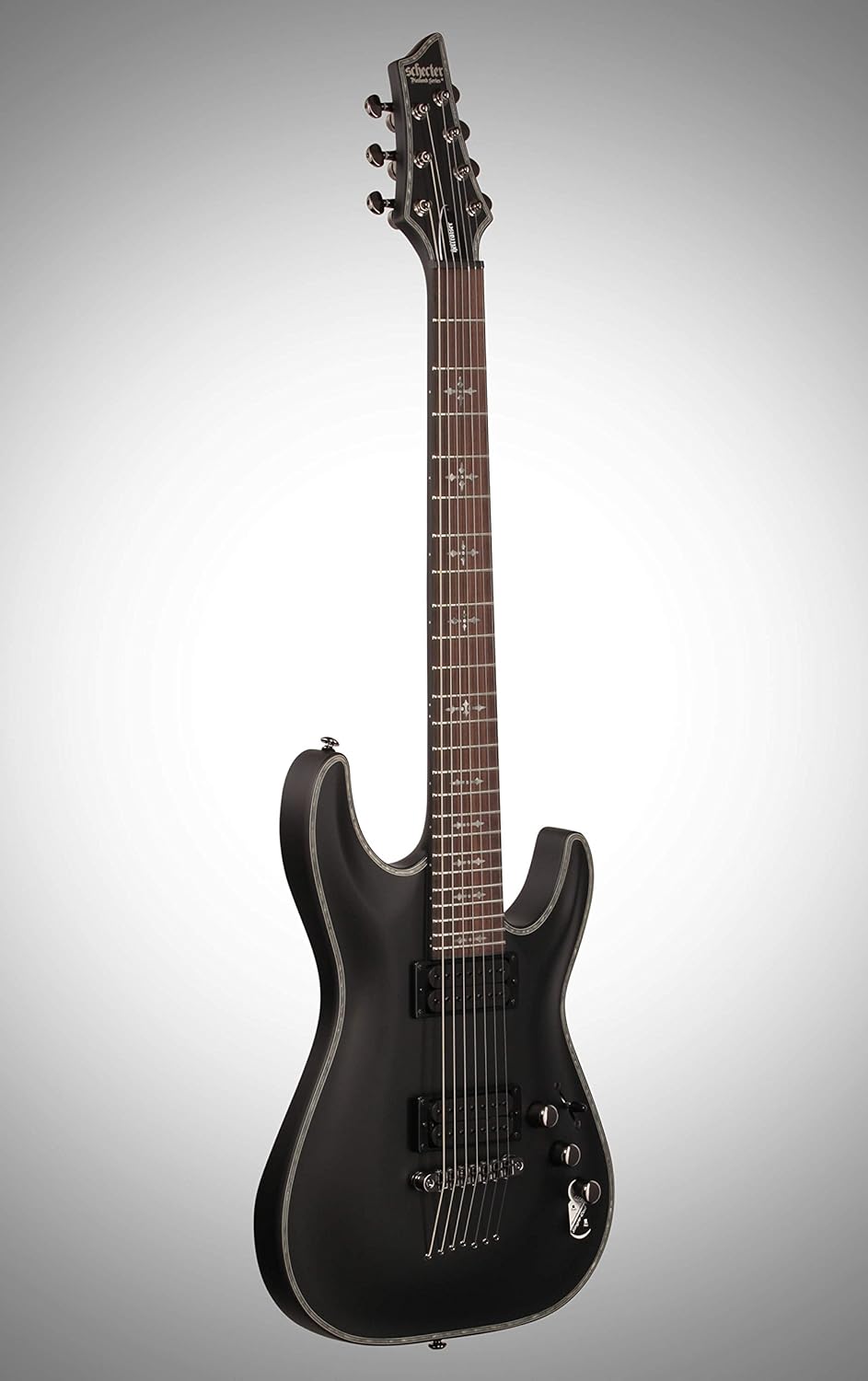 Buy Schecter Hellraiser C-7 Passive SBK 1942 Satin Black Seven String ...