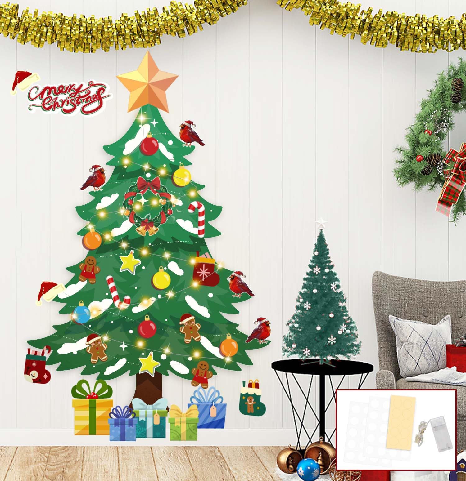 Amazon.com: SietDESEO 42 x 31 Paper Christmas Tree with Fairy Lights ...