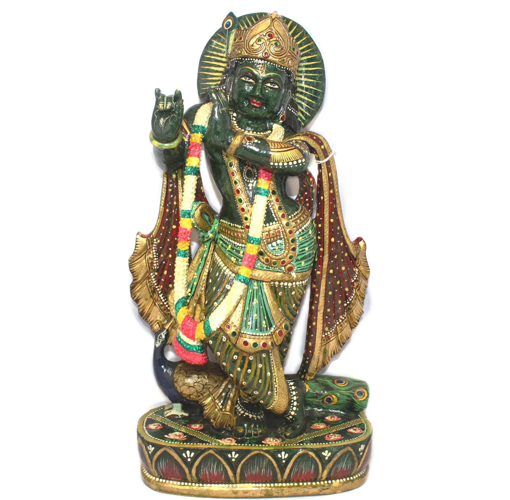 Buy Rajasthan Gems Hindu God Krishna Idol Figure Statue Natural Green ...