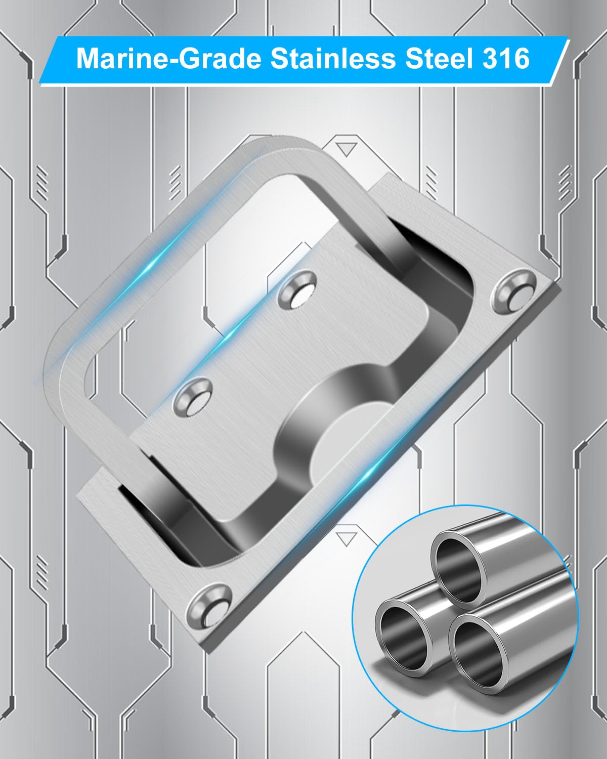 Snapklik.com : 2 Pcs Flush Pull Latch Boat Ring Hatch, 316 Stainless ...