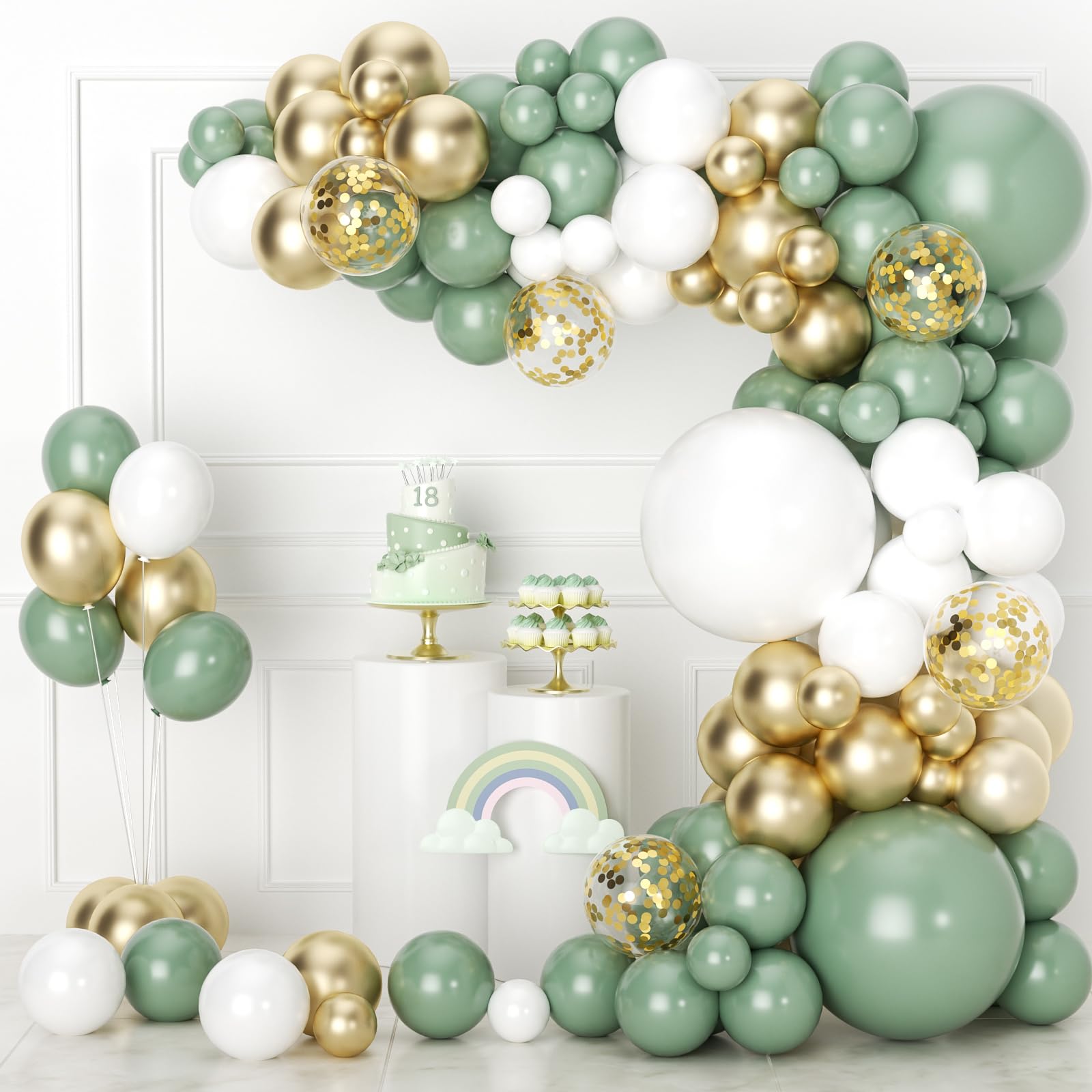 Snapklik.com : Sage Green Balloon Garland Kit,138pcs Sage Green Balloons