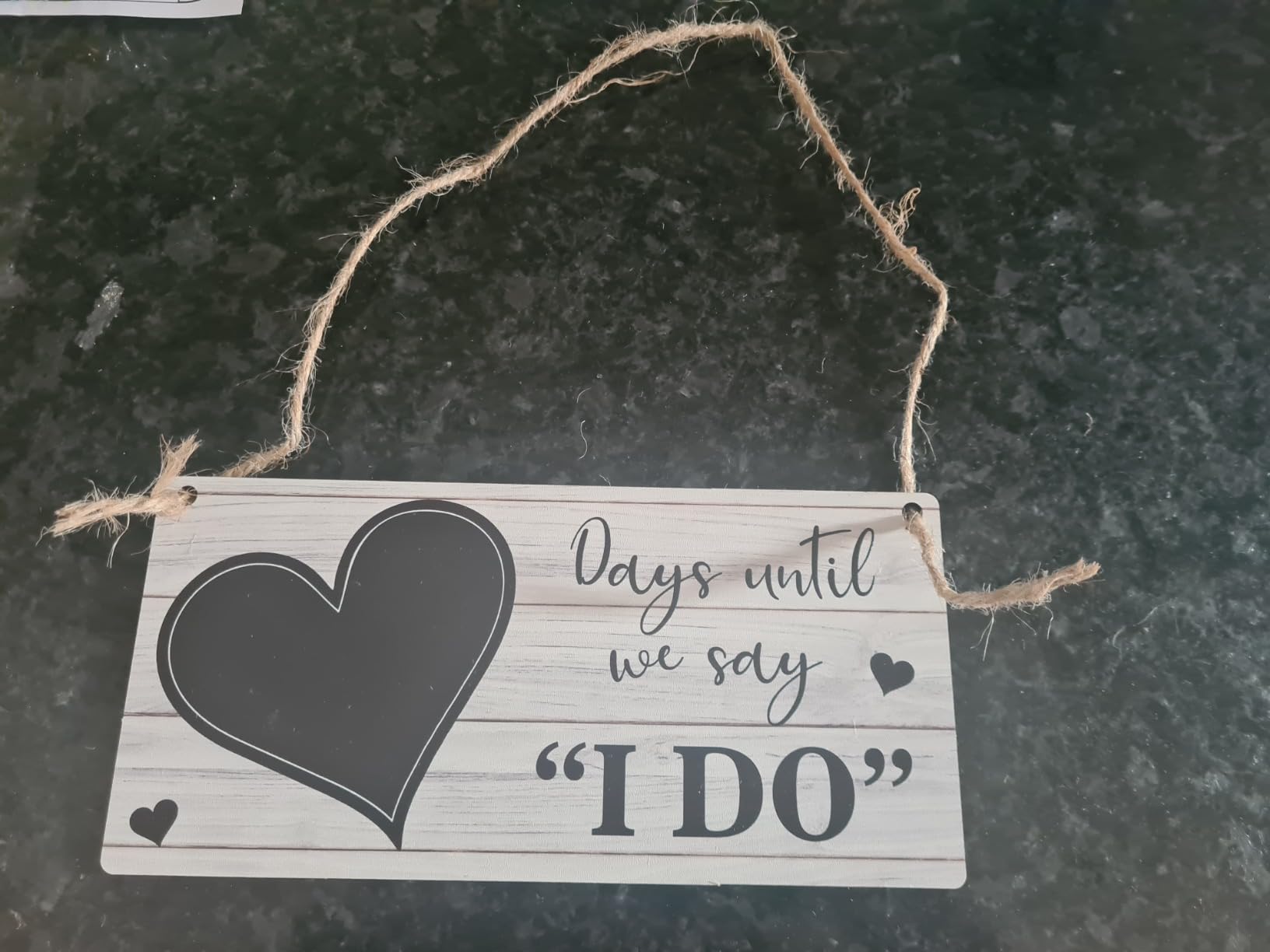 Countdown Wedding Plaque with Rustic Chalkboard/Whiteboard Heart Design ...