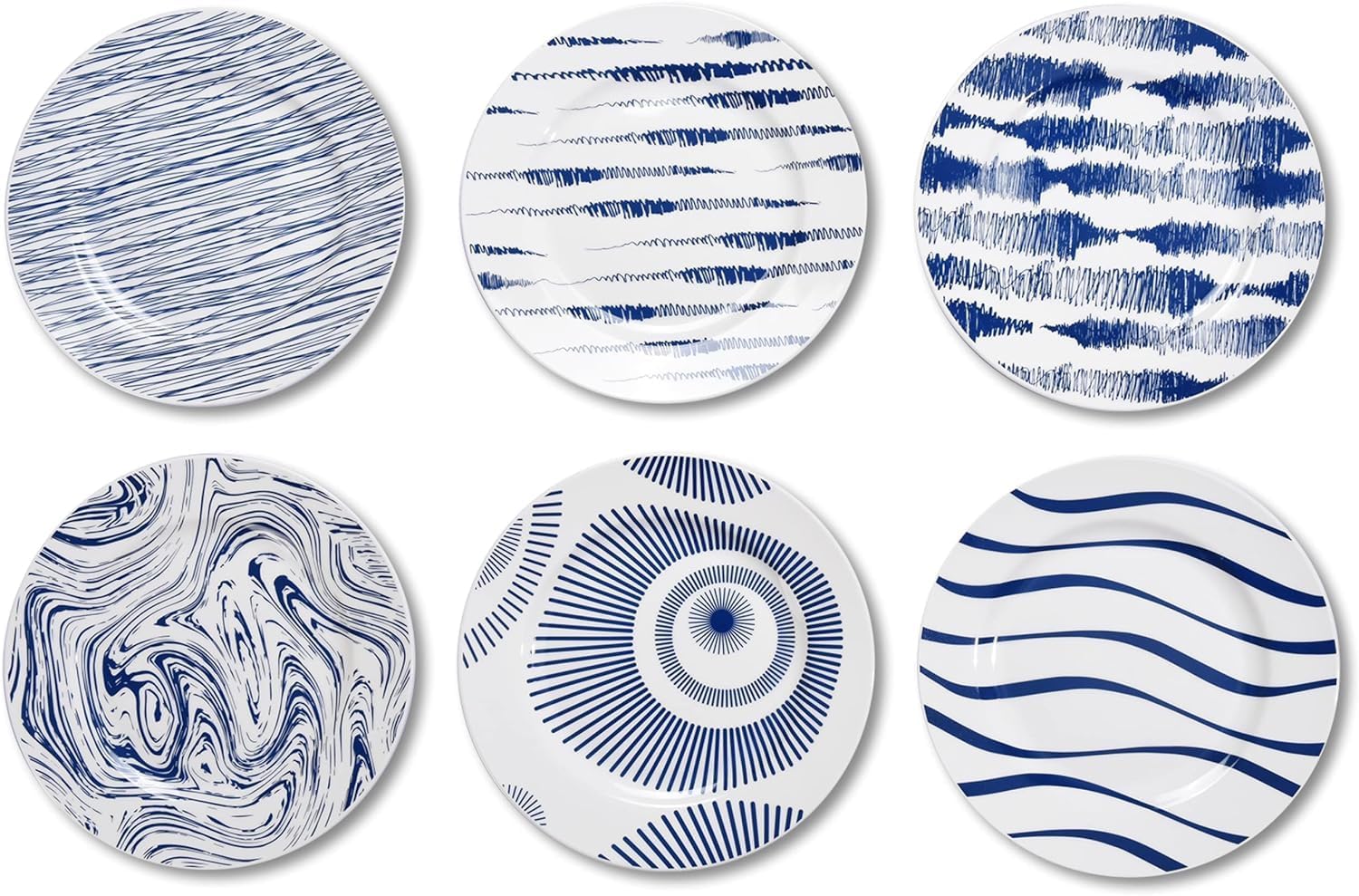 Amazon.com | Foraineam Set of 4 Blue and White Porcelain Serving Plates ...