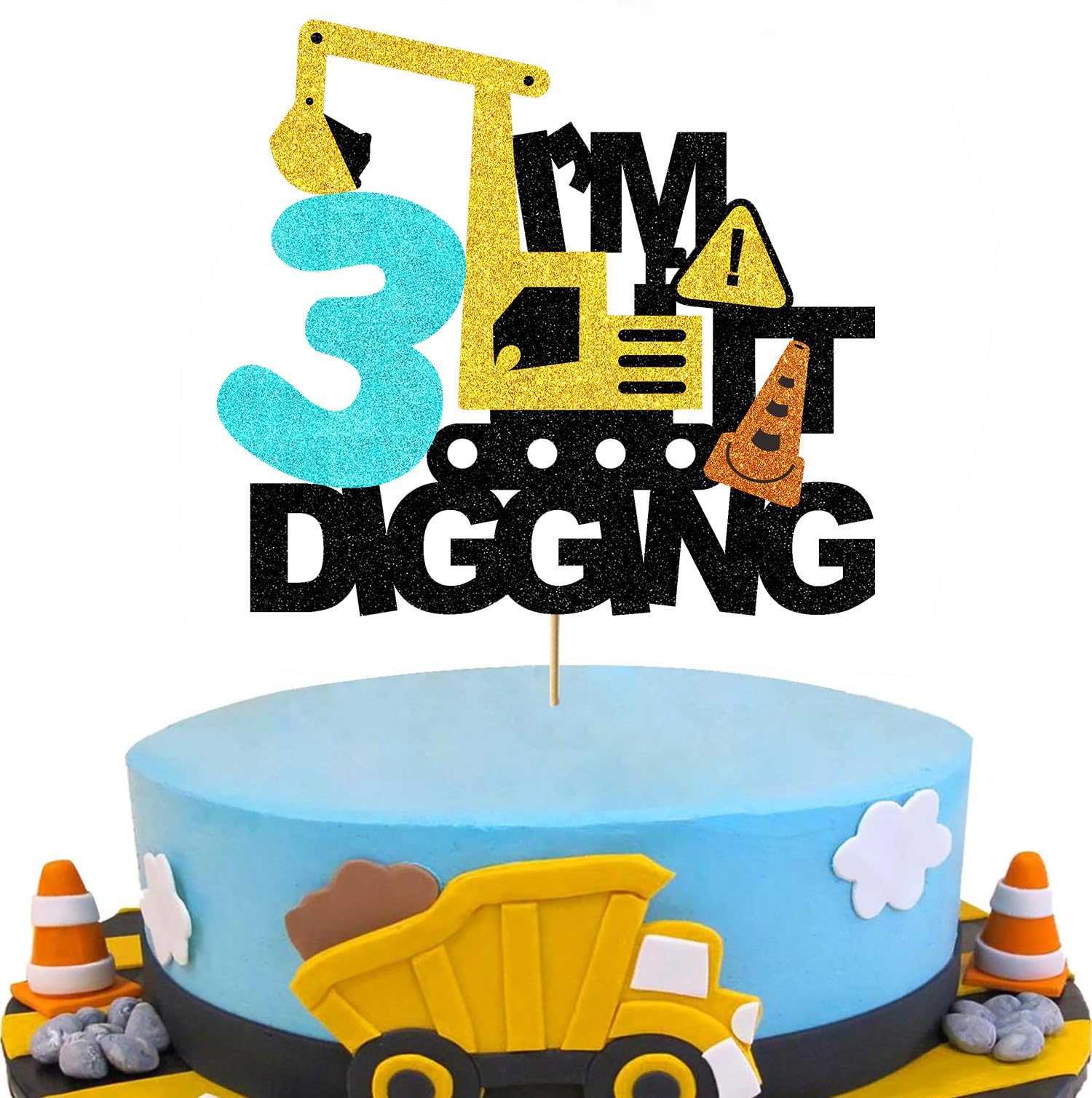 Amazon.com: Construction 3rd Cake Topper Excavator Truck Cake ...