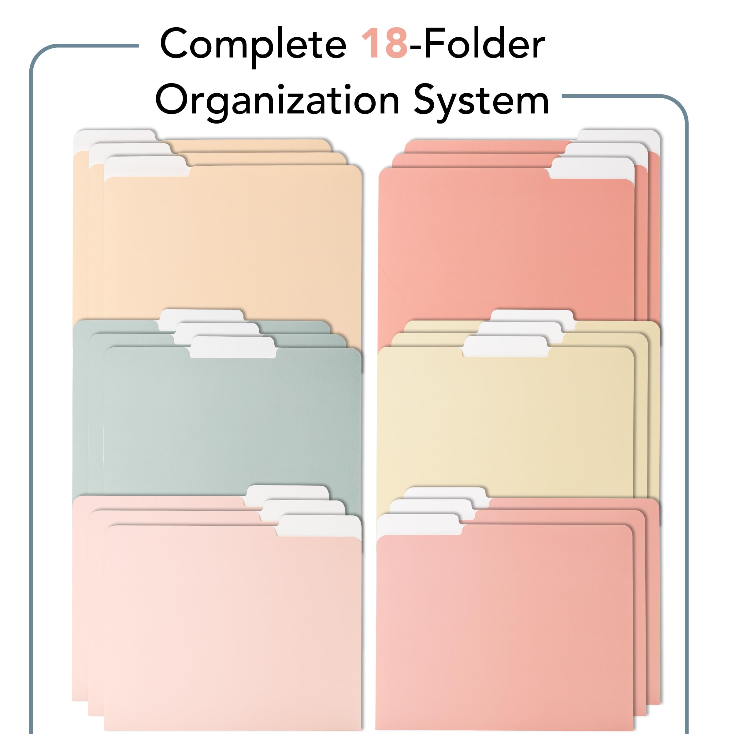 Snapklik.com : File Folders, 18 Pack, Vintage Colors, 1/3-Cut Tab, File ...