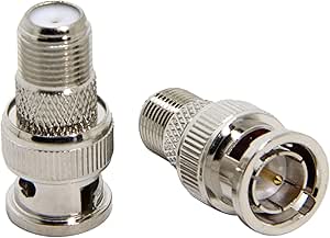 Conector F a BNC, paquete de 2 adaptadores coaxiales BNC macho a F hembra de 75 ohmios, RG6 ...