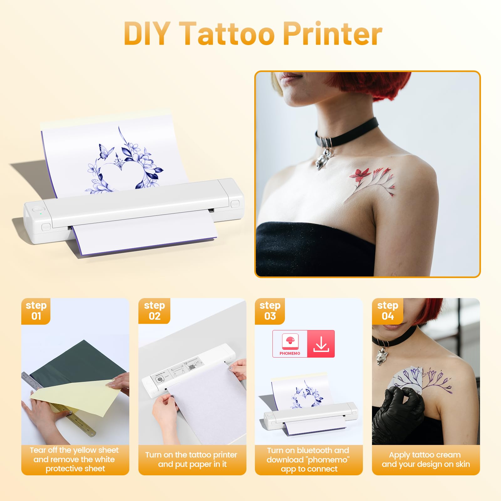Snapklik.com : Tattoo Printer, M08F-A4 Portable Thermal Tattoo Printer ...