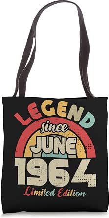 Amazon.com: June 1964 Birthday Legendary Since June 1964 Tote Bag ...