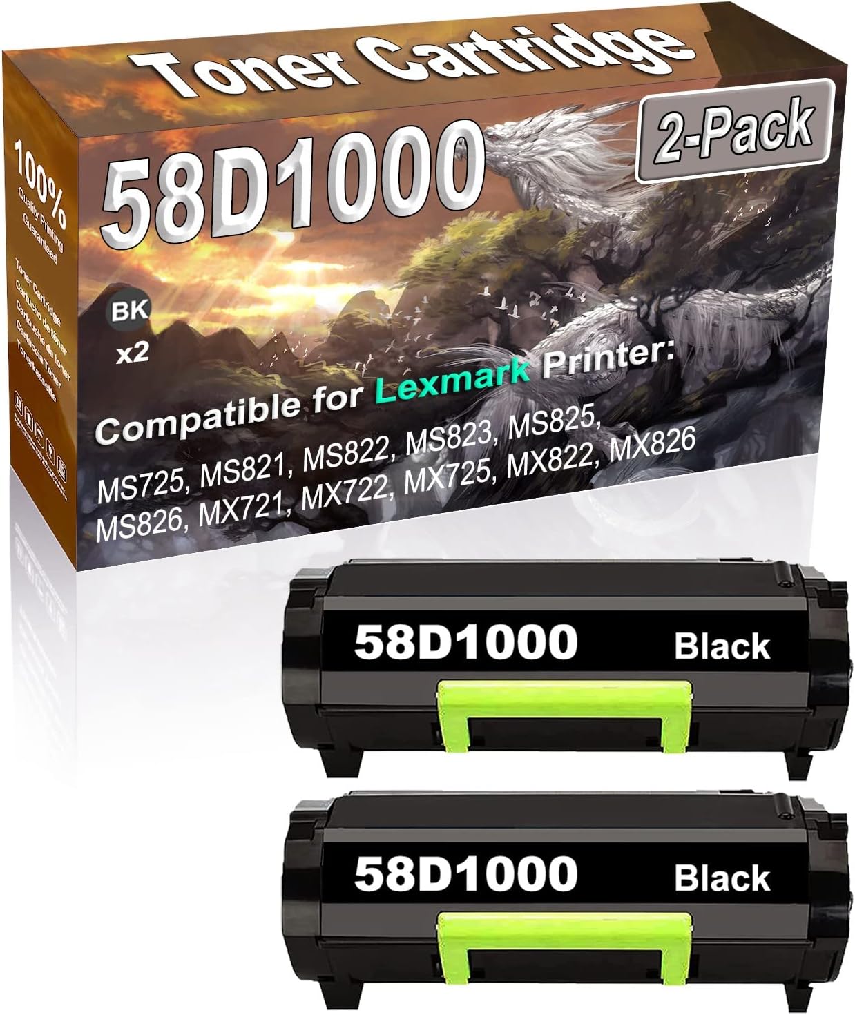 Amazon.com: SINIYA 2-Pack Compatible High Capacity 58D1000 Imaging Toner Cartridge Used for ...