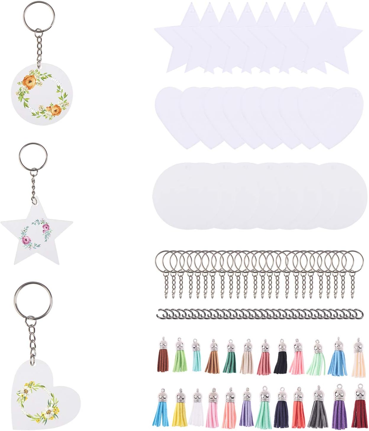 Amazon.com: 24PCS Acrylic Clear Key chain Blanks Waterproof Transparent ...