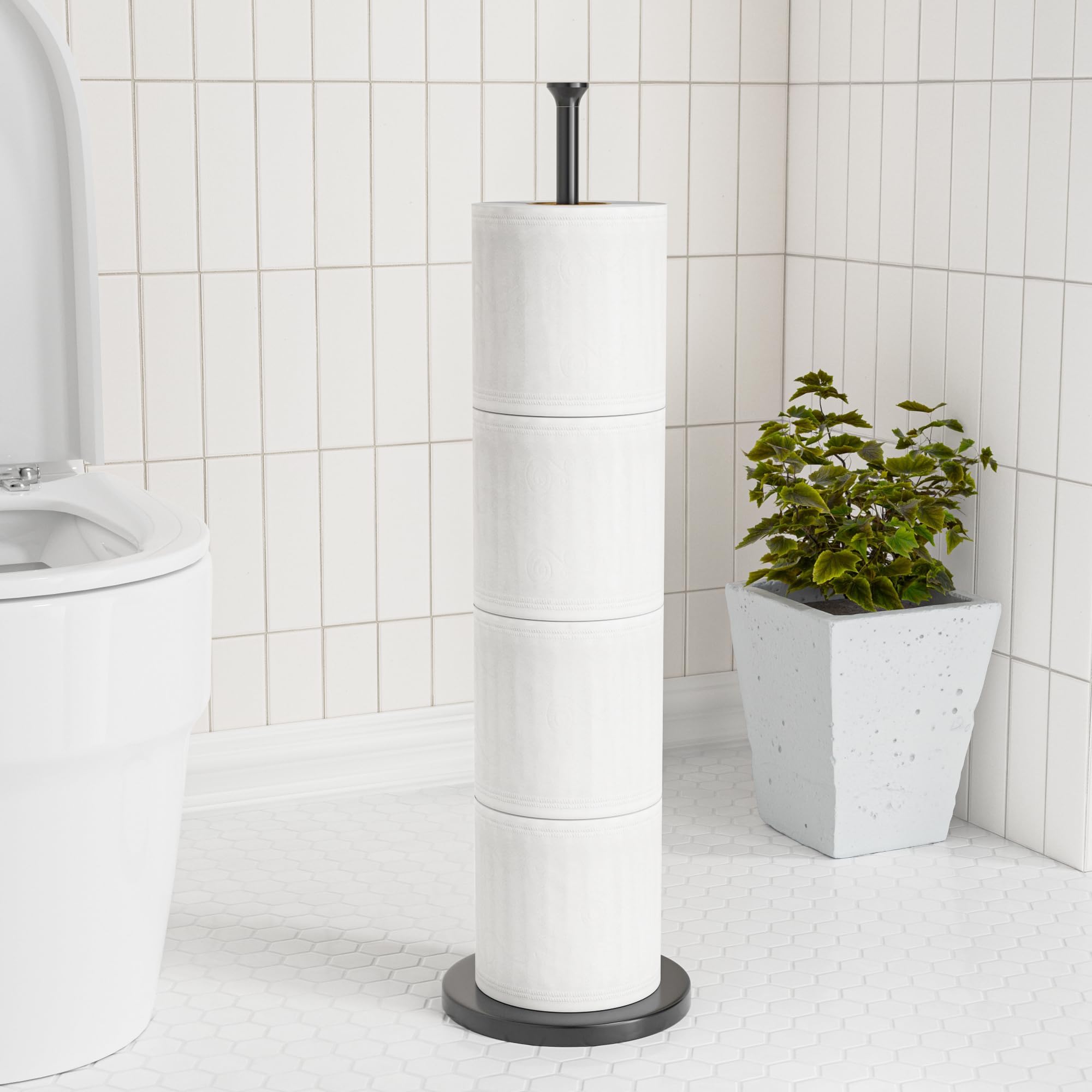 Toilet Roll Holder Free Standing: Black Toilet Paper Storage Holder ...