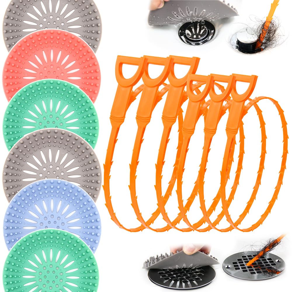 NEMII 12 Pcs Hair Monster Catcher Kit | 6 Hair Drain Catchers & 6 ...