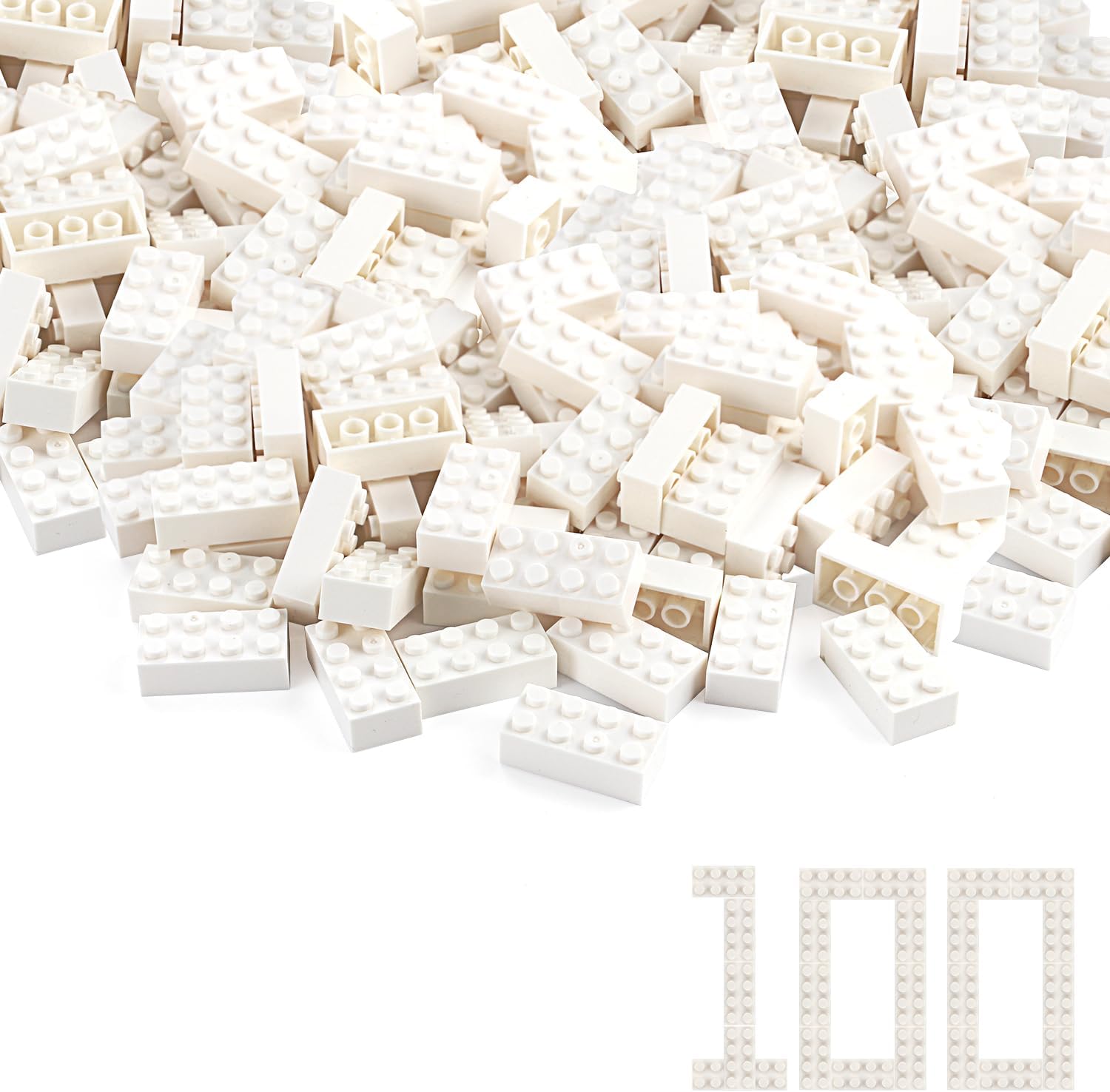 Amazon.com: Feleph 100pcs 2x4 Bricks White Pieces Parts Classic ...