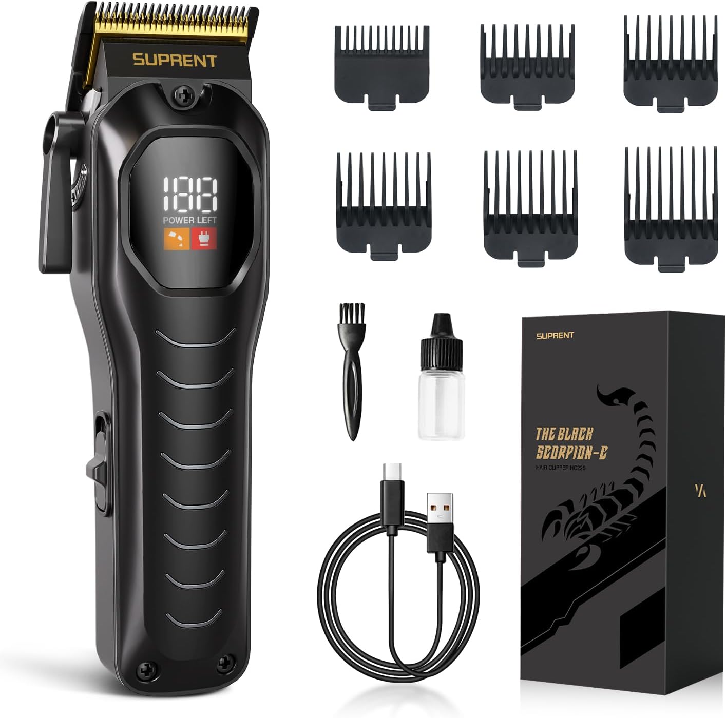 SUPRENT Mens Hair Clipper - Rechargeable Hair Cutting Kits with LED ...