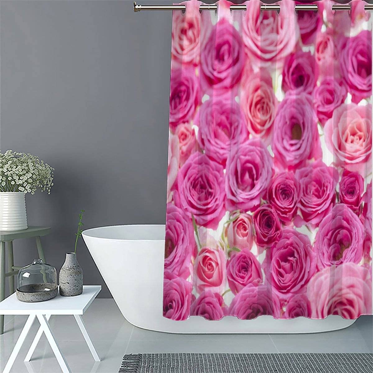 Rose Shower Curtain Vintage Paris Rose Butterfly Script Shower Curtain