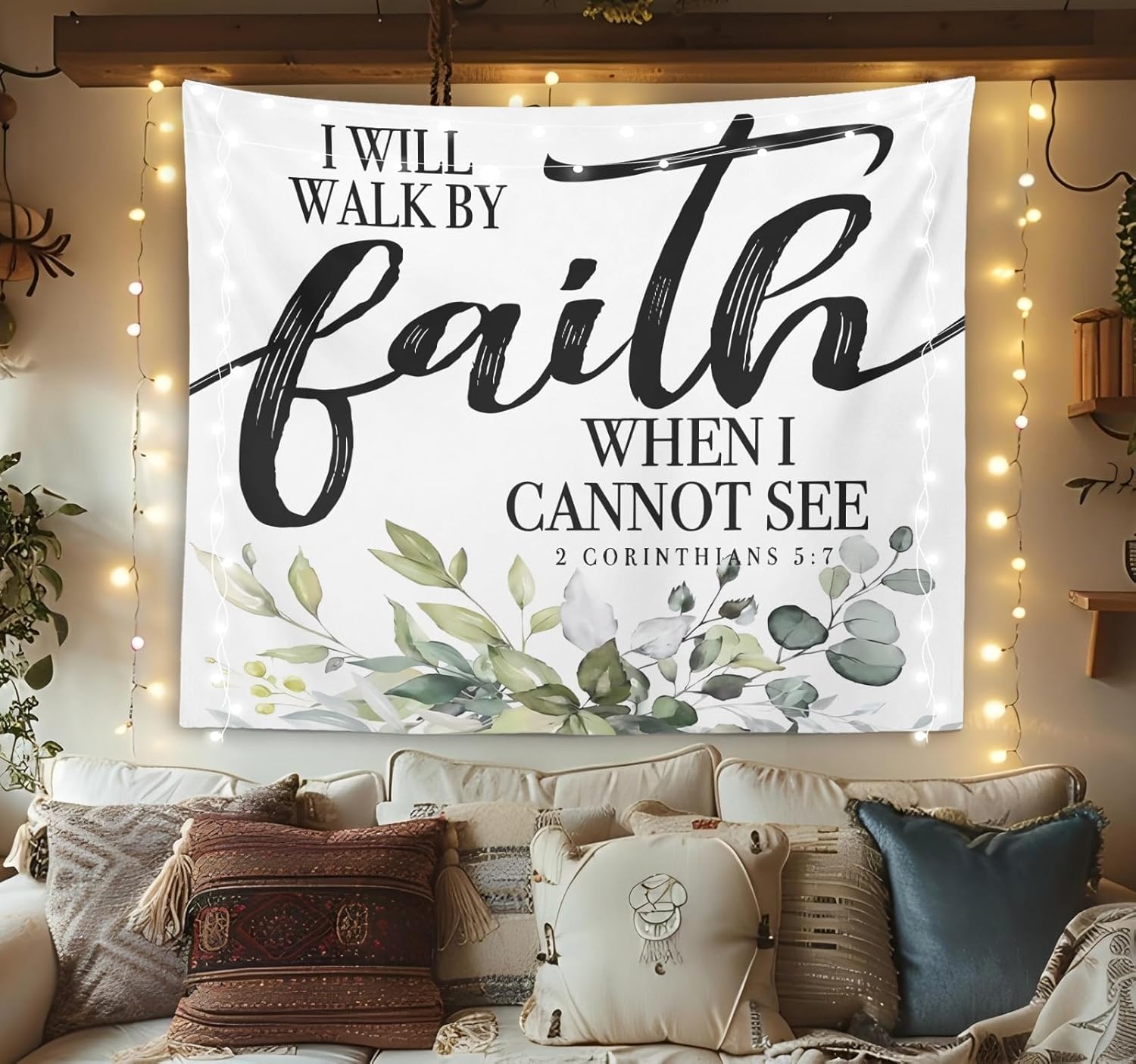 Amazon.com: OXW Floral Christian Bible Verse Tapestry Wall Hanging ...