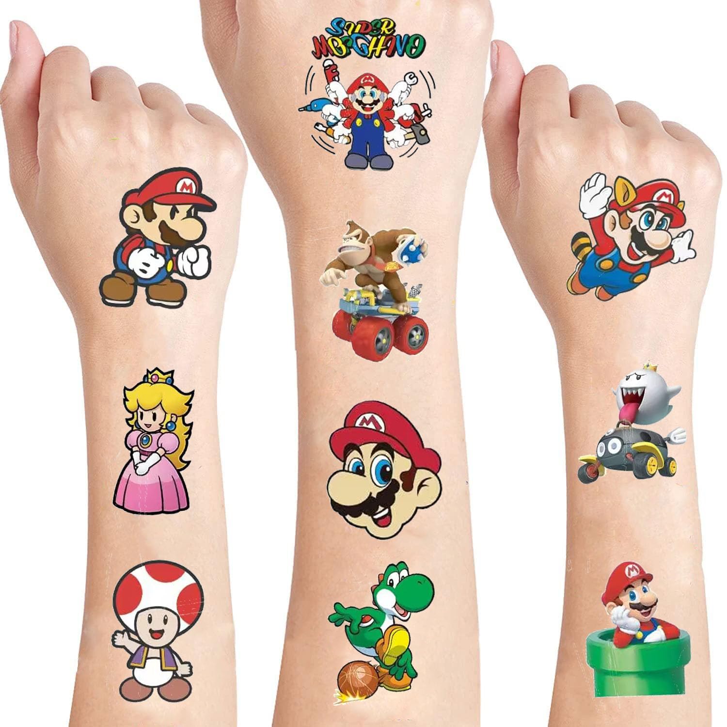 Snapklik.com : 63Pcs Mario Temporary Tattoo Stickers Mario Birthday ...