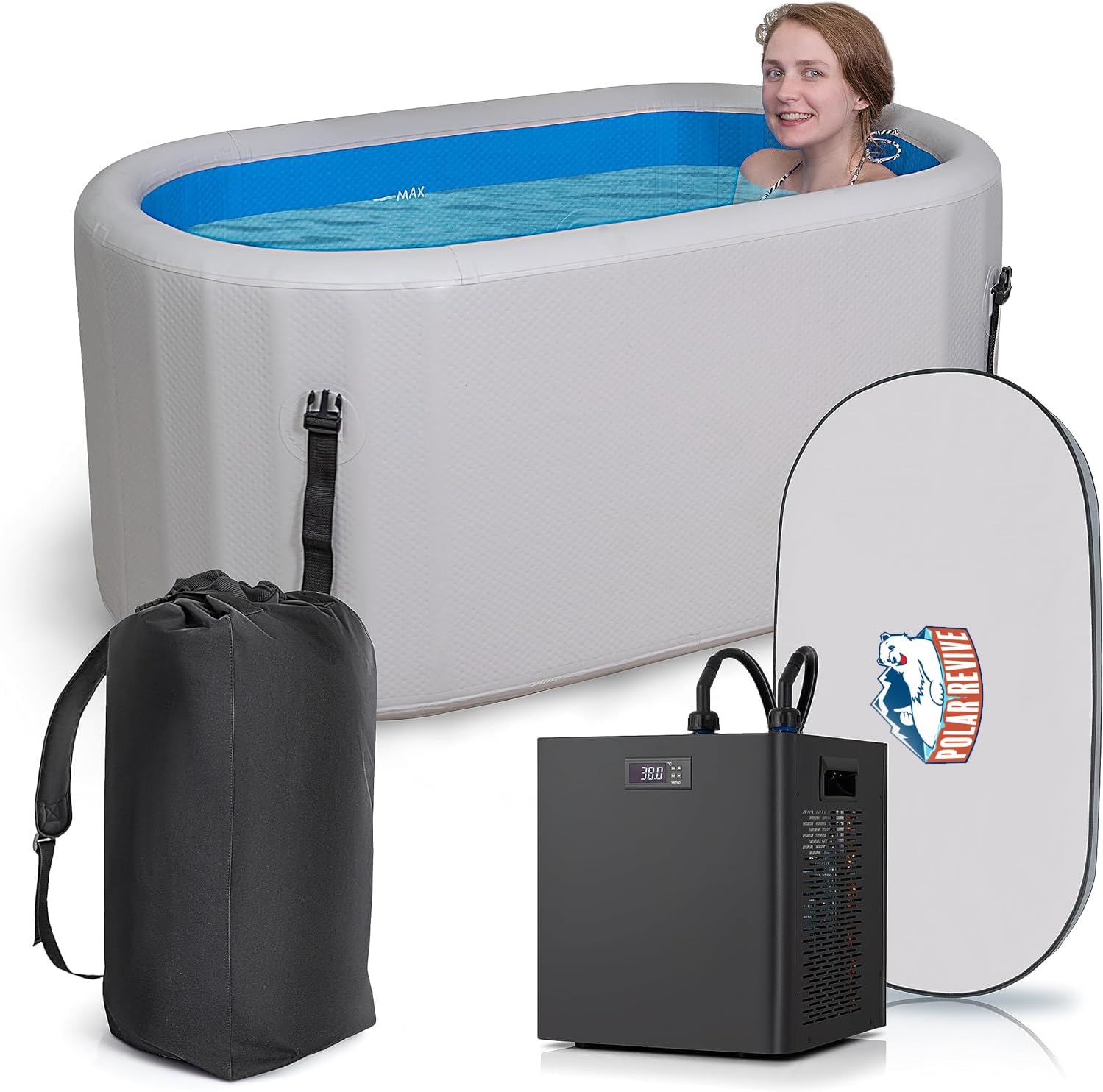 Amazon.com: Polar Revive Inflatable Ice Bathtub With Chiller : Patio ...