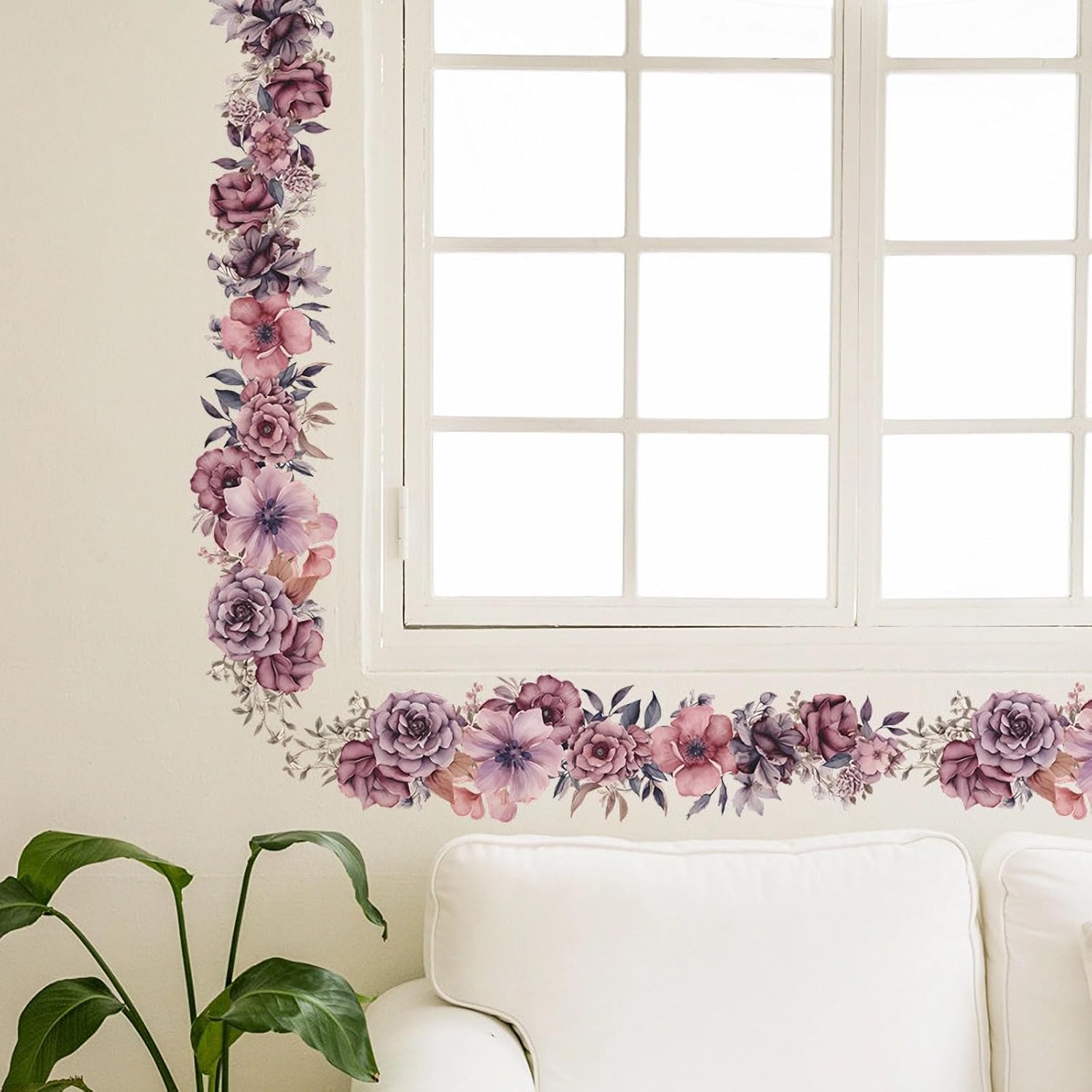 Calcomanías de pared con diseño de rosa capuchino, diseño de margaritas ...