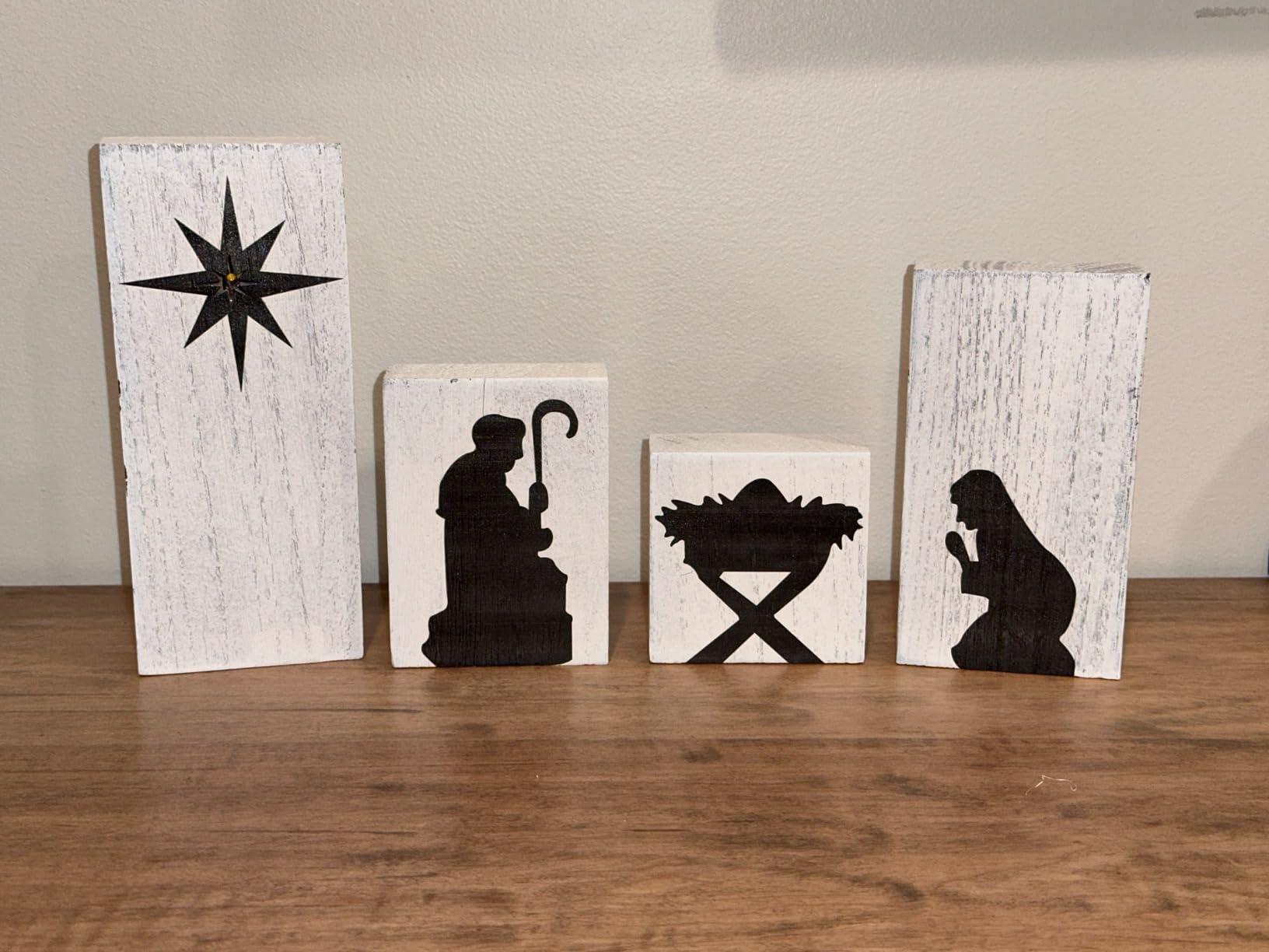 Amazon.com: OPTB 4 Pcs Block Nativity Sets for Christmas Decorations ...