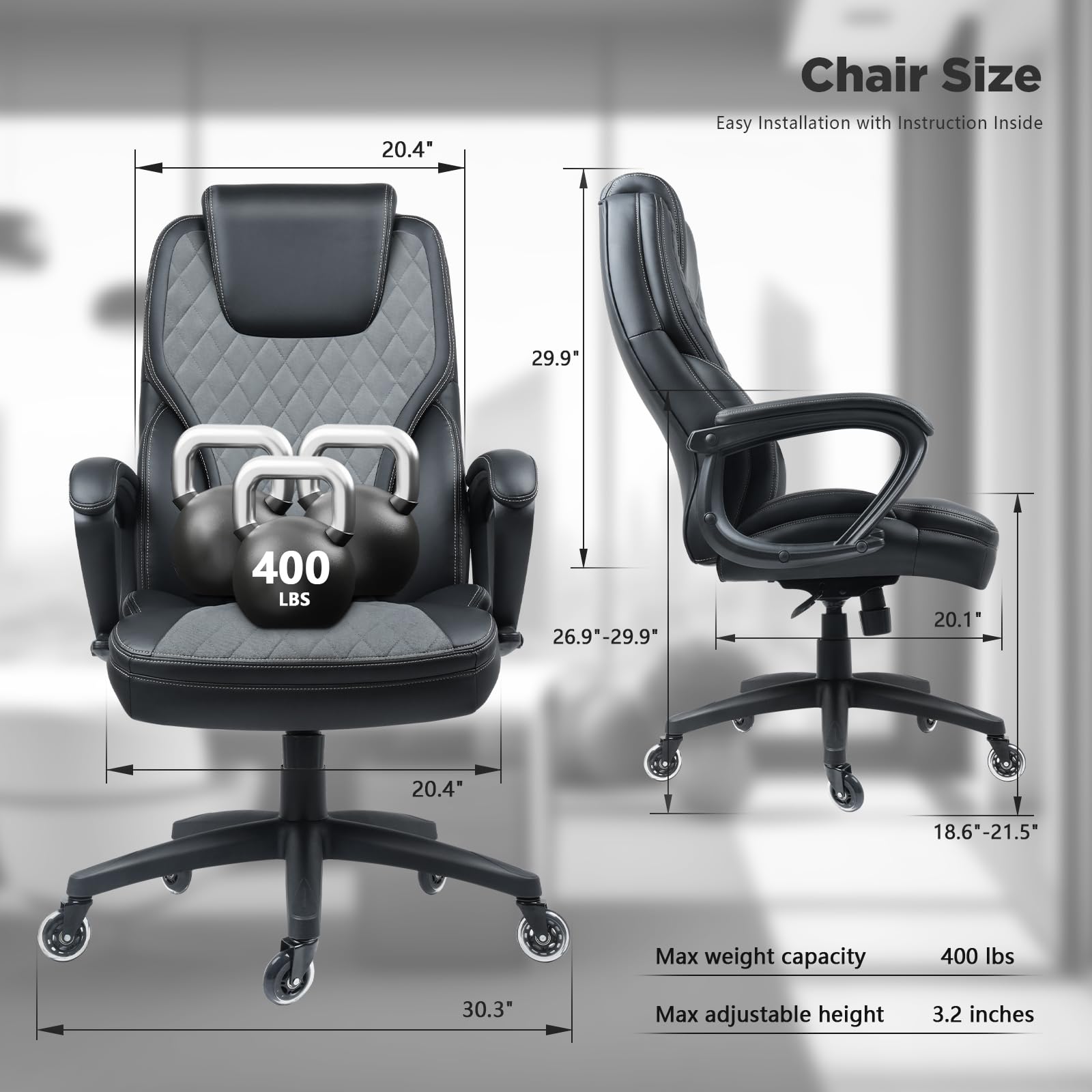 Soontrans Executive Office Chair with Lumbar Support 400lbs Breathable ...
