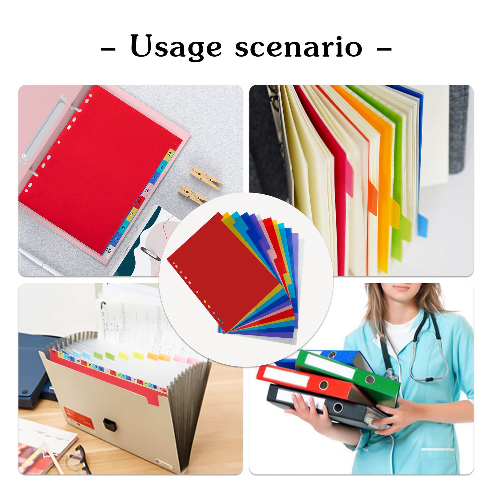 Snapklik.com : 4 Sets 12-Tab Binder Dividers 3 Ring Plastic Binder Dividers