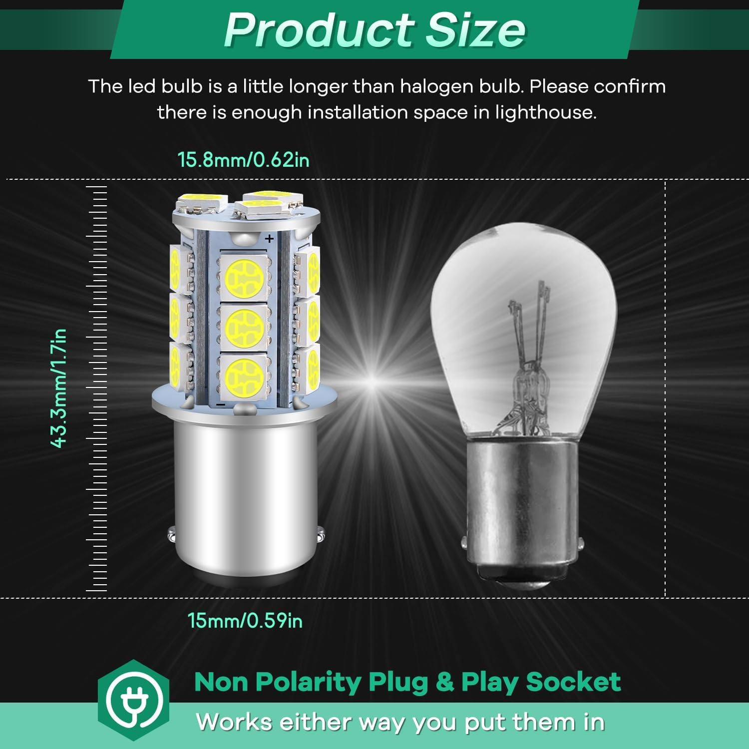 Snapklik.com : Alopee Non Polarity 1076 Led Bulb For RV Bright White ...