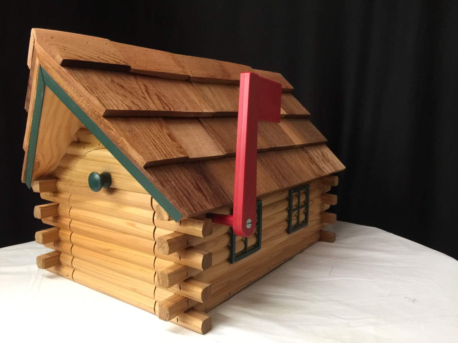 Amazon.com: Amish Handmade Handcrafted Rural Mailbox w Flag Wood Roof ...