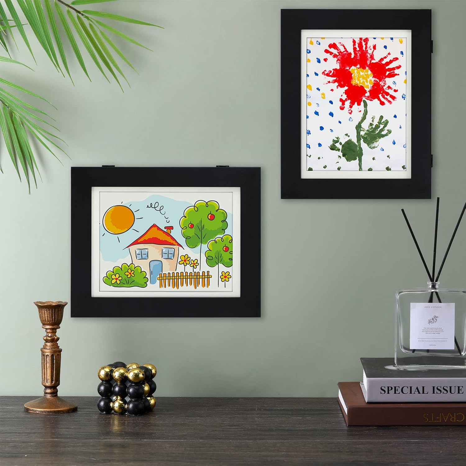 Amazon.com: Weysat 2 Pcs Kids Art Frame Front Opening Display Holds 50 ...