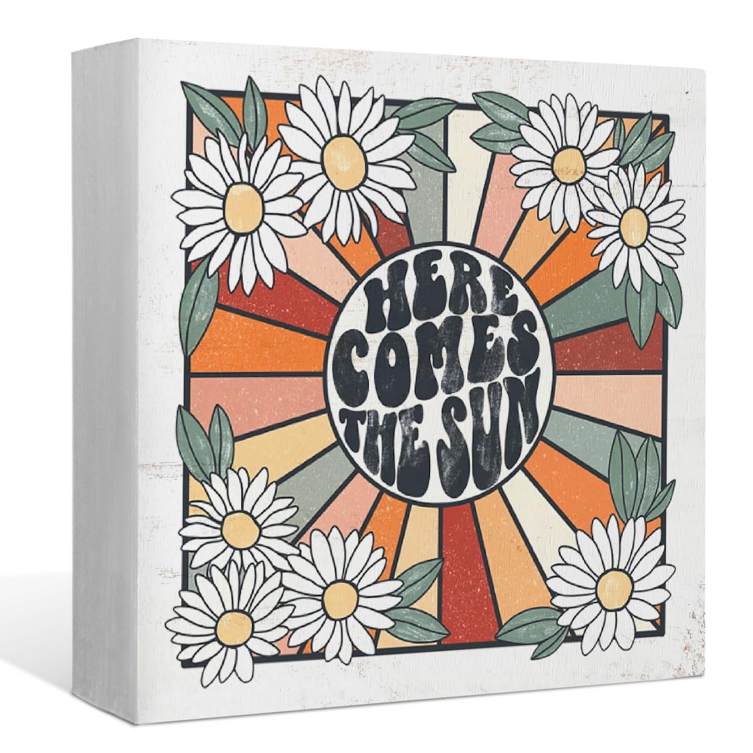 Amazon.com: Groovy Here Comes the Sun Retro 70s Daisy Sunshine Wood Box ...