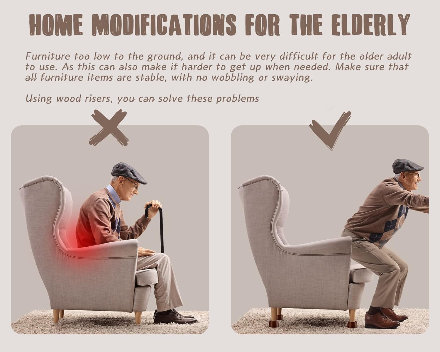 Buy Wood Bed Furniture Risers Blocks - 3 inch Set of 4 Bed Risers ...