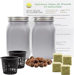 Amazon.com : Hydroponic Mason Jar Starter Kit (10-Piece Set); w/Painted ...