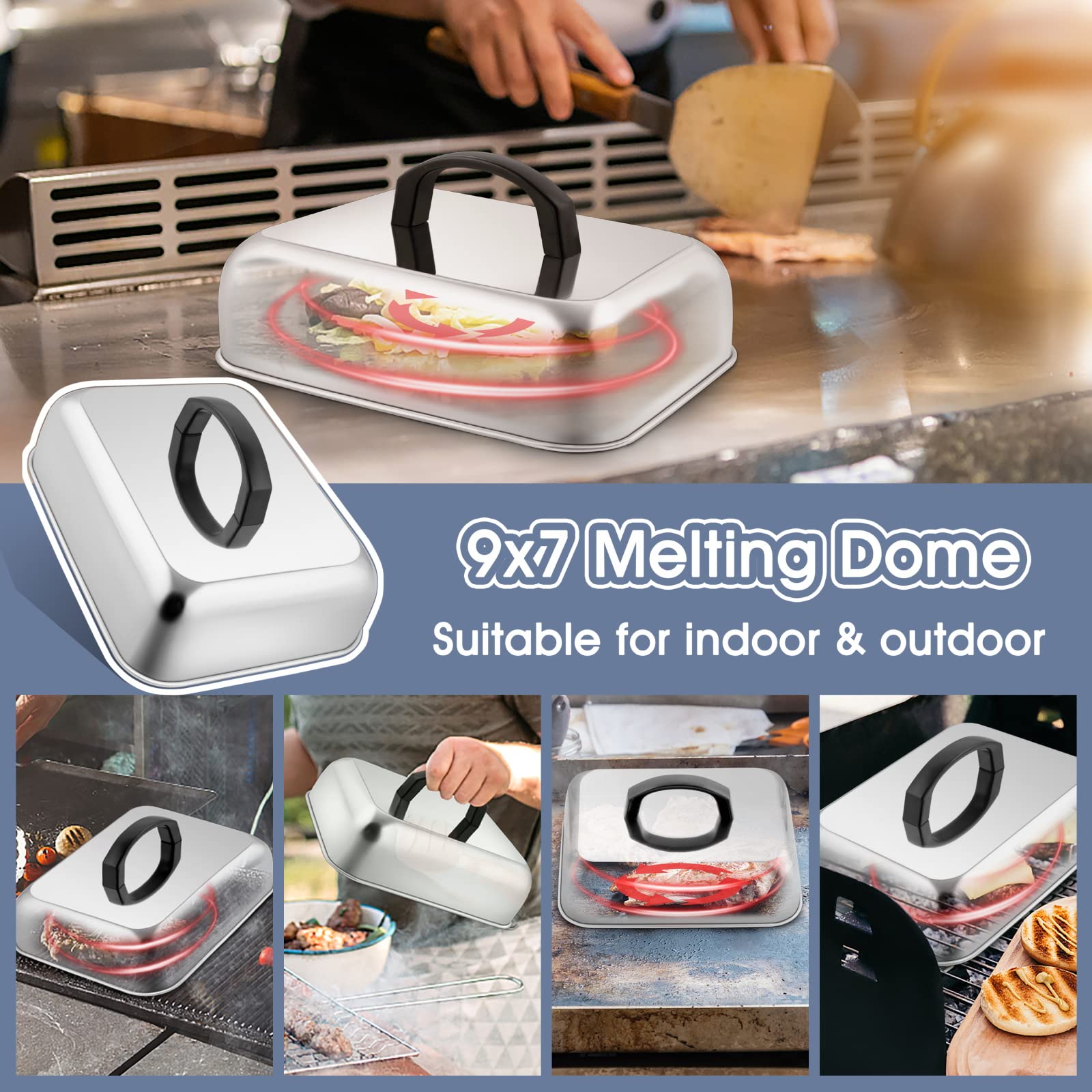 Snapklik.com : Cheese Melting Dome Set Of 2, Stainless Steel ...