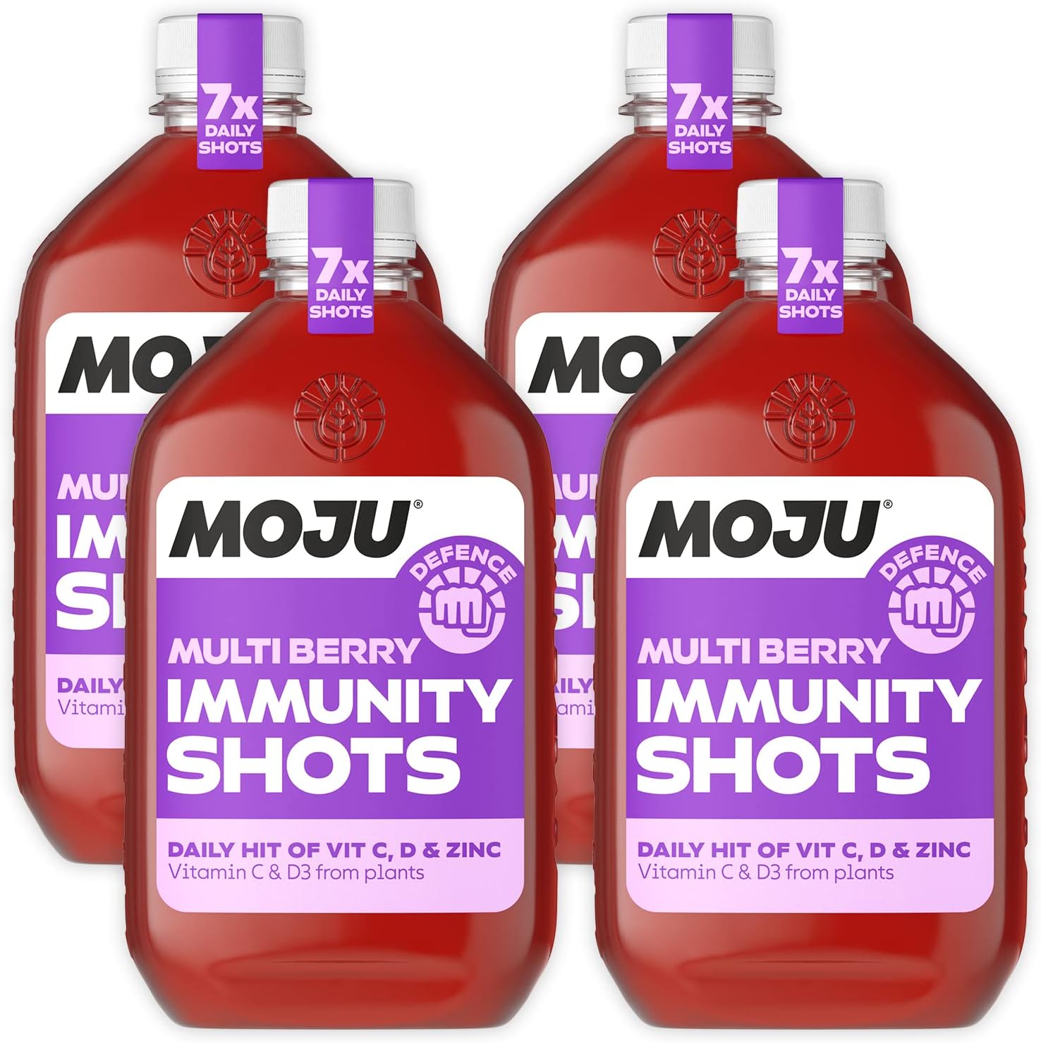 MOJU Immunity Multi Berry - Dosing Bottles (4 x 420ml, 42 Shots), 20μg ...