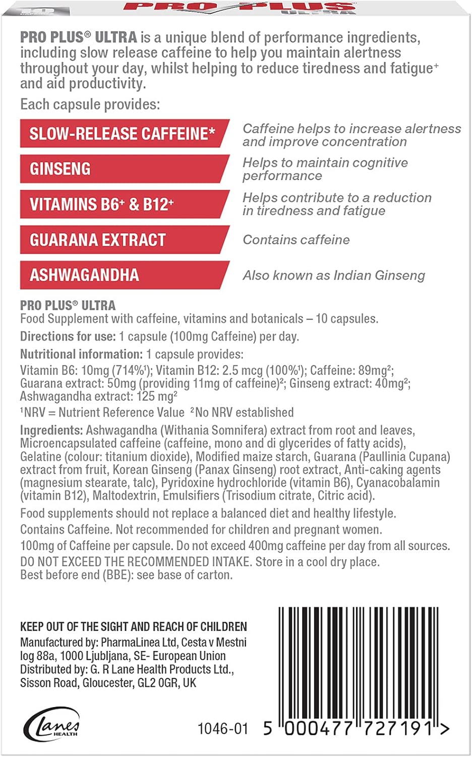 Pro Plus Ultra 10 Capsules – Caffeine – Ginseng – Guarana – Ashwagandha ...