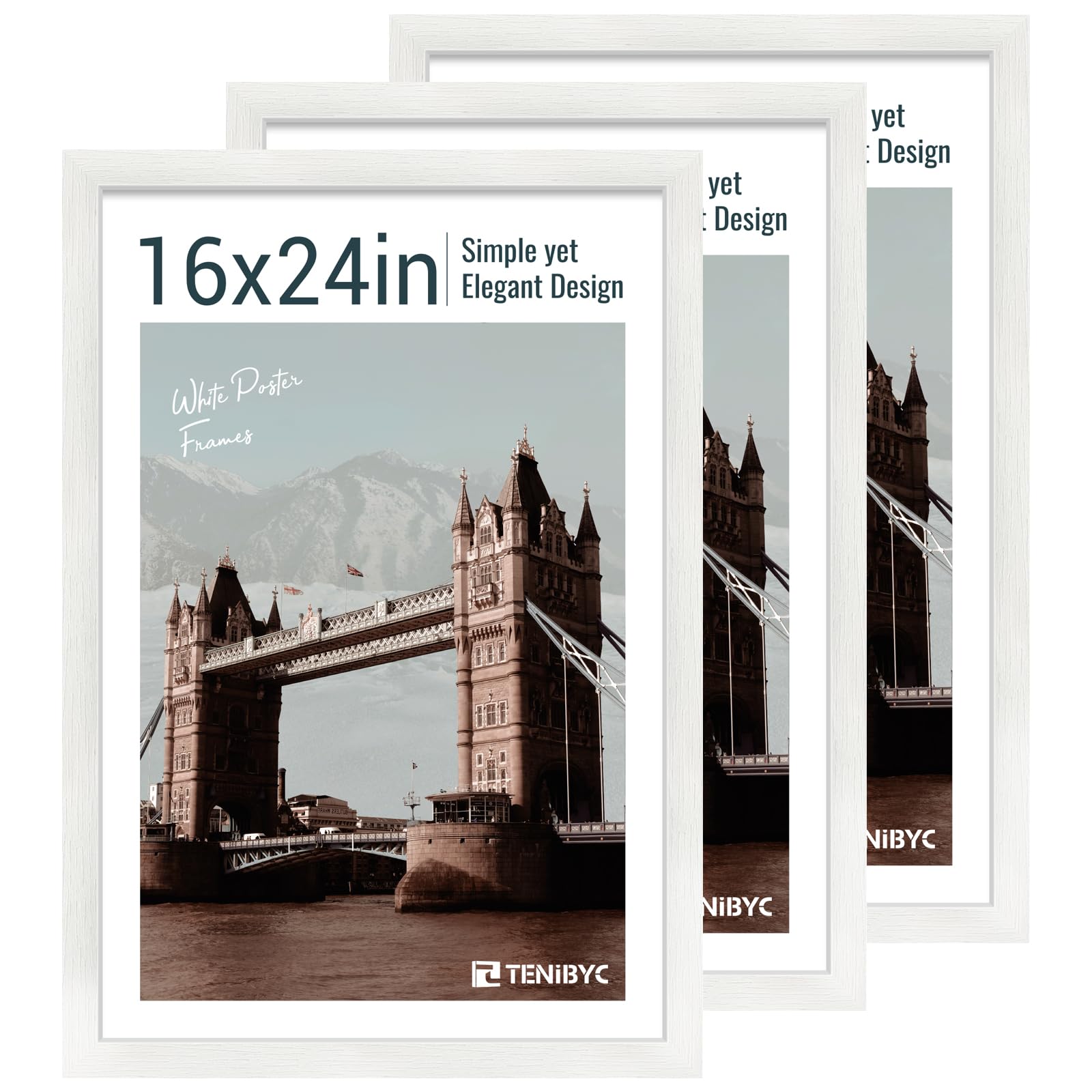 Amazon.com - TENIBYC 16x24 Poster Frame 3 Pack - White, Textured Solid ...