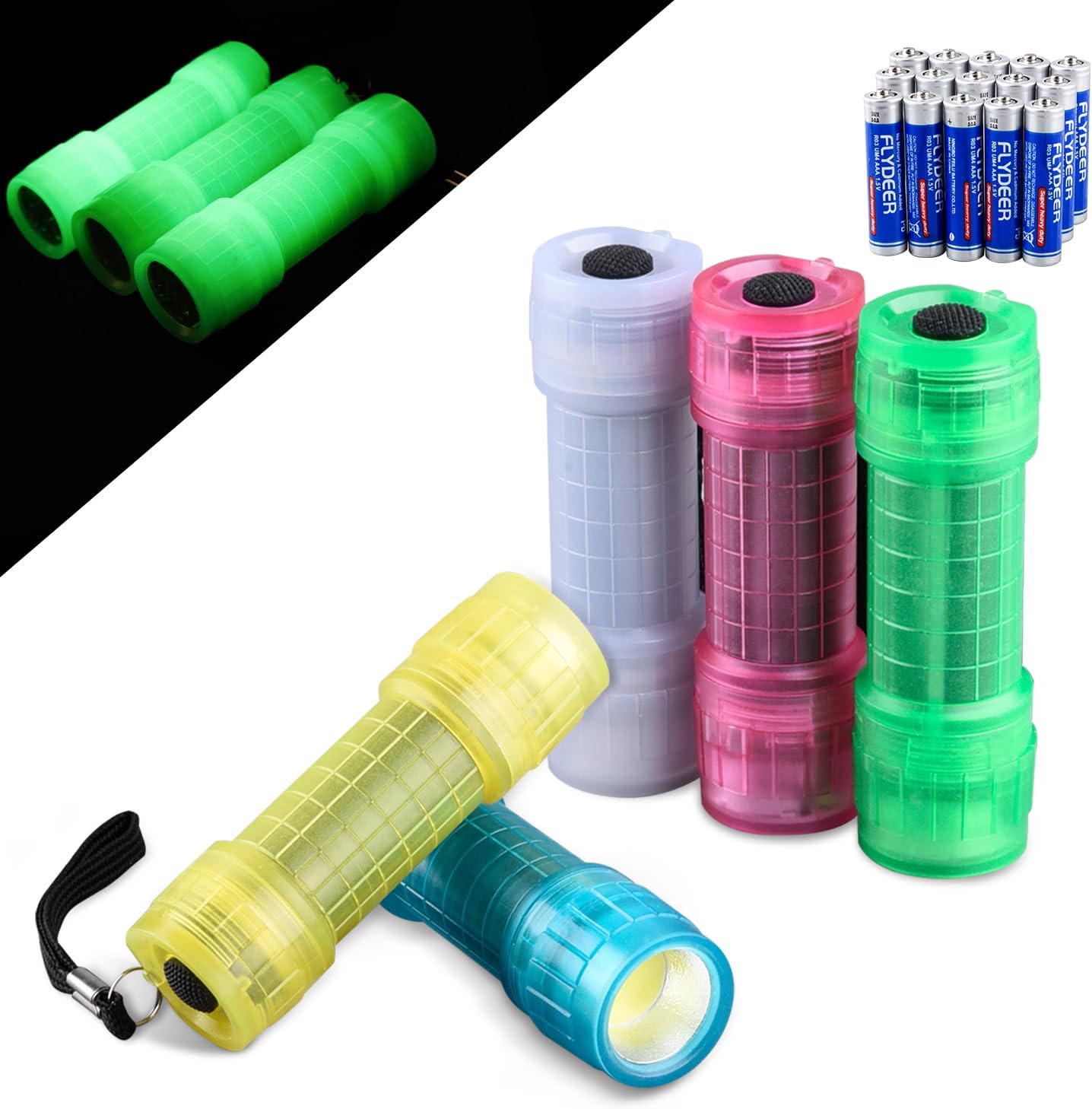 KunHe 5 Pack Glow in Dark Flashlights Mini Flashlight for Kids Bulk ...