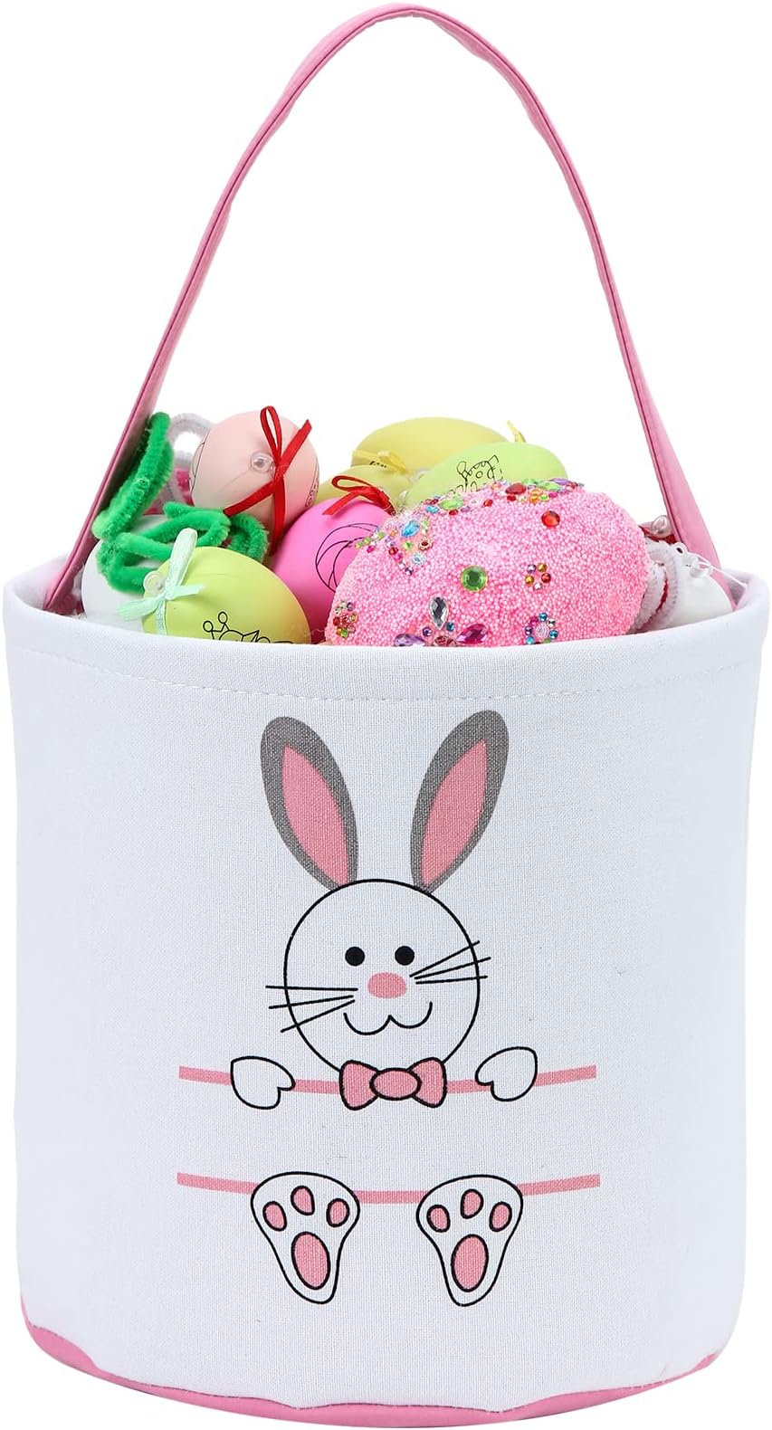 Amazon.com : Easter Bunny Basket Egg Bags for Kids,Canvas Cotton ...