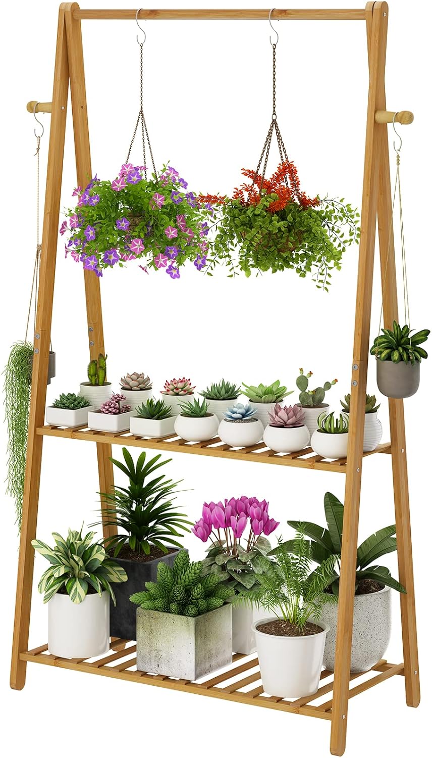Amazon.com : Tovacu Hanging Plant Shelf Indoor Outdoor Plant Stands ...