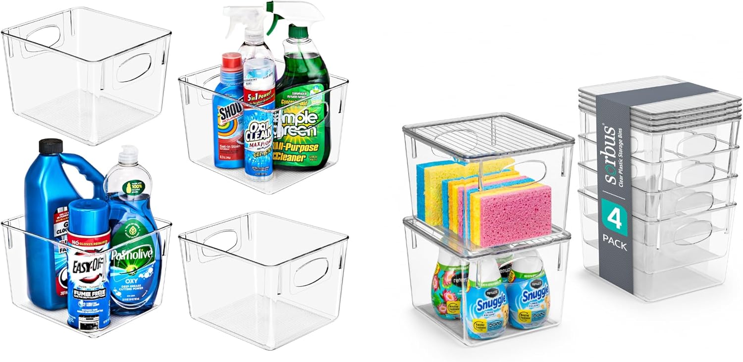 Amazon.com - Sorbus Medium Square Storage Bin Bundle - Includes 4 Open ...