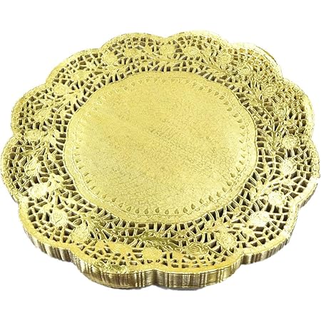 Amazon.com: LoBake 12 inches golden round paper lace doilies cupcake ...
