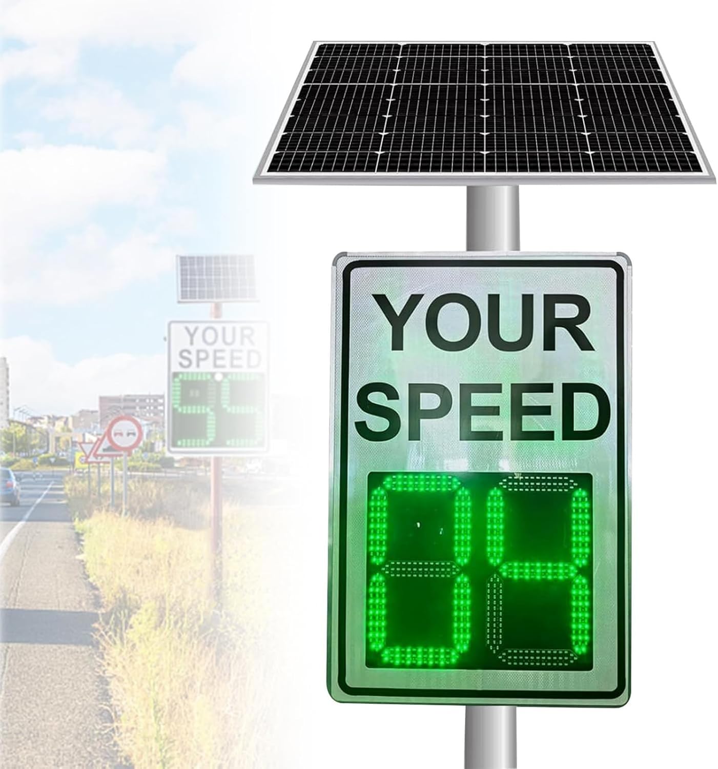 Amazon.com: WEICNE Solar Radar Speed Sign 23.6×35.4inch – Wireless ...
