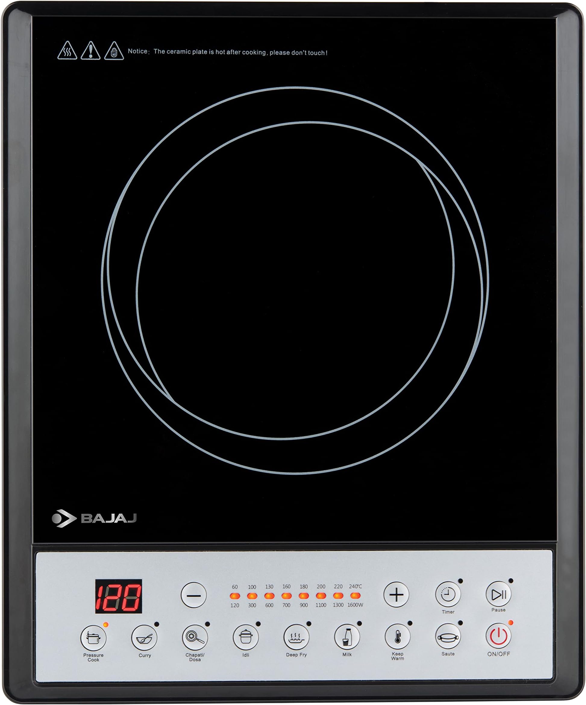 Buy Bajaj ICX 200FP 2000 W Induction Cooktop | 7 Pre-Set Menus ...